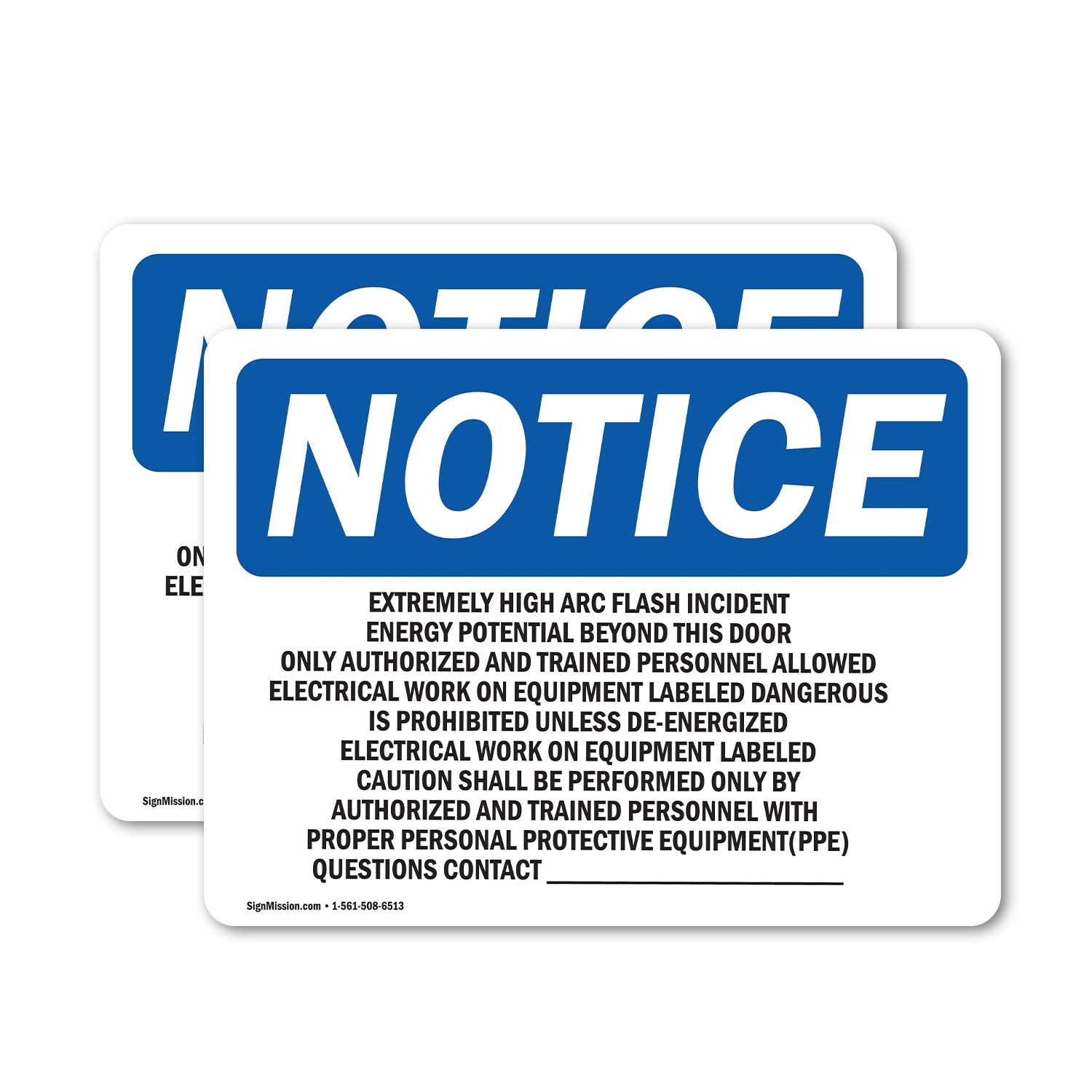 (2 Pack) Extremely High Arc Flash Incident Energy OSHA Notice Sign ...