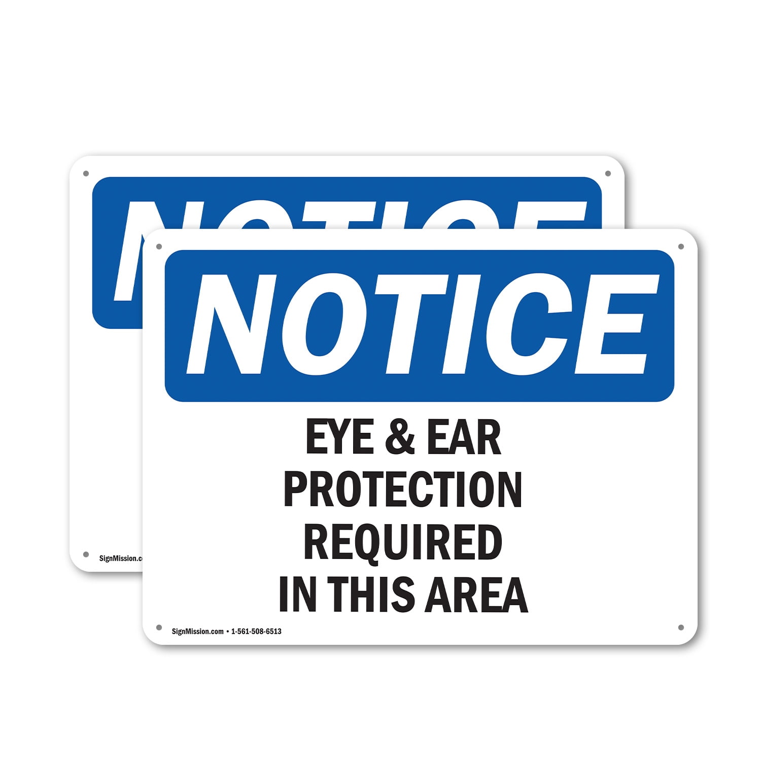 (2 Pack) Eye And Ear Protection Required In This Area OSHA Notice Sign ...