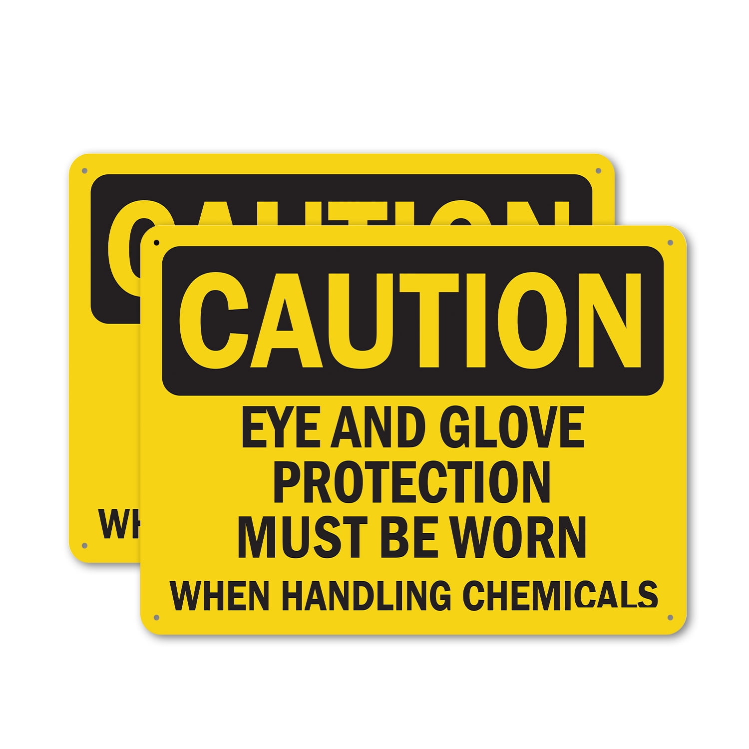 (2 Pack) Eye and Glove Protection Must Be Worn When Handling Chemicals ...