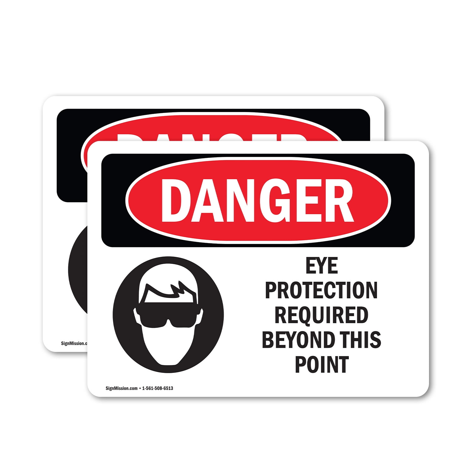(2 Pack) Eye Protection Required Beyond This Point OSHA Danger Sign ...