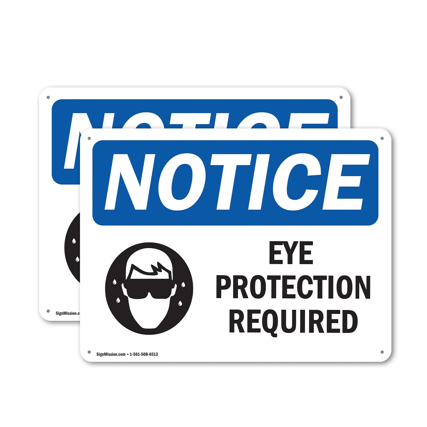 (2 Pack) Eye Protection Required OSHA Notice Sign 24 Inch X 18 Inch ...
