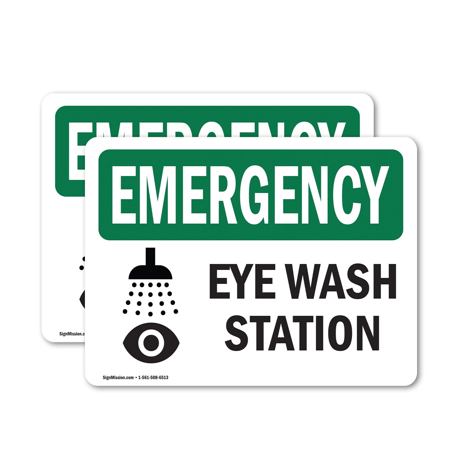 (2 Pack) Eye Wash Station OSHA Emergency Sign 24 Inch X 18 Inch Vinyl ...