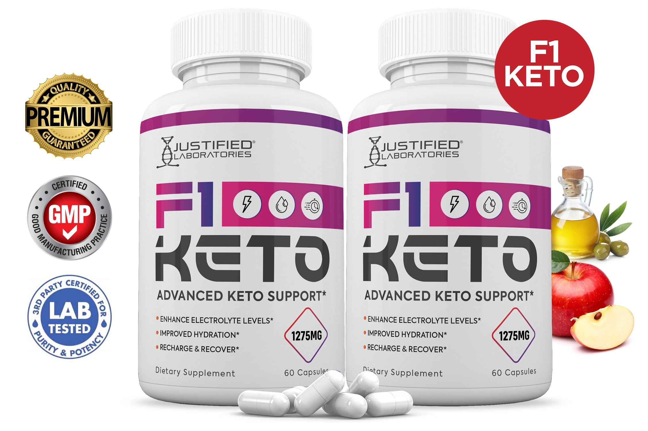 (2 Pack) F1 Keto ACV Pills 1275mg Alternative to Gummies Dietary ...