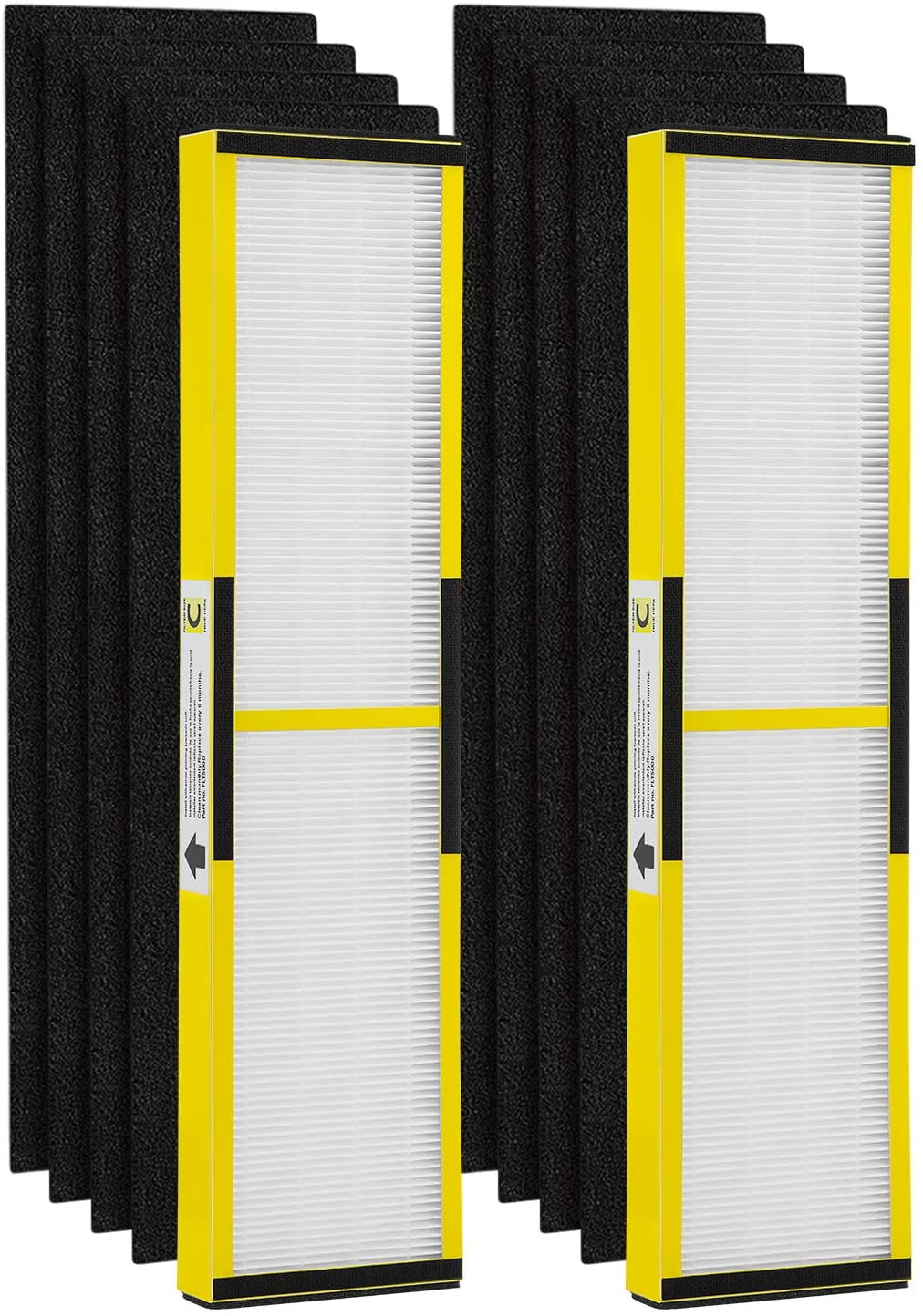 2 Pack FLT5000 True HEPA Filter C Replacement with 8 Pack Activated ...