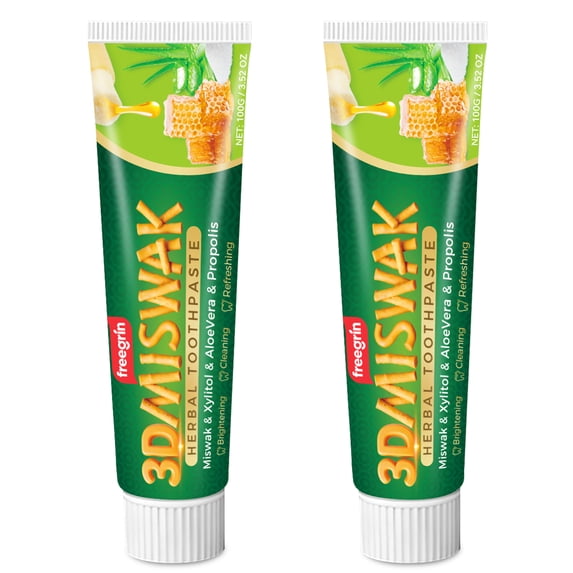 2 Pack FREEGRIN 3D MISWAK Herbal Toothpaste, 100g Each, Gentle Gum Care ...
