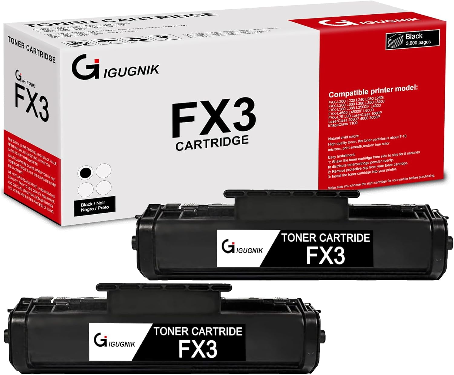 2 Pack FX3 1557A002BA Black Toner Cartridge Compatible FX3 Replacement for Canon FX3 for Canon ...