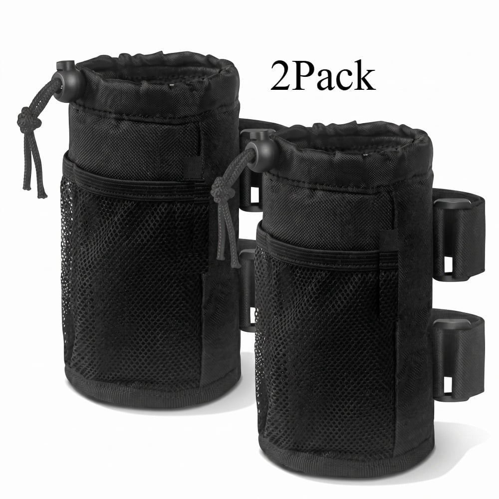 2 Pack Fabric Bike Cup Holder, Water Bottle Holder with Mesh Pocket ...