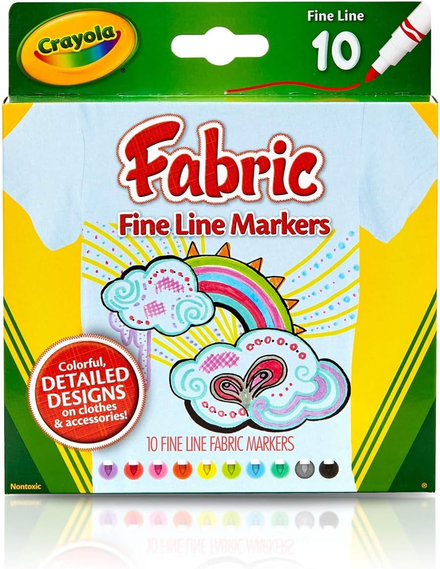 2-Pack Fabric Line Markers, Fine Tip, Assorted Colors, Set of 10 ...