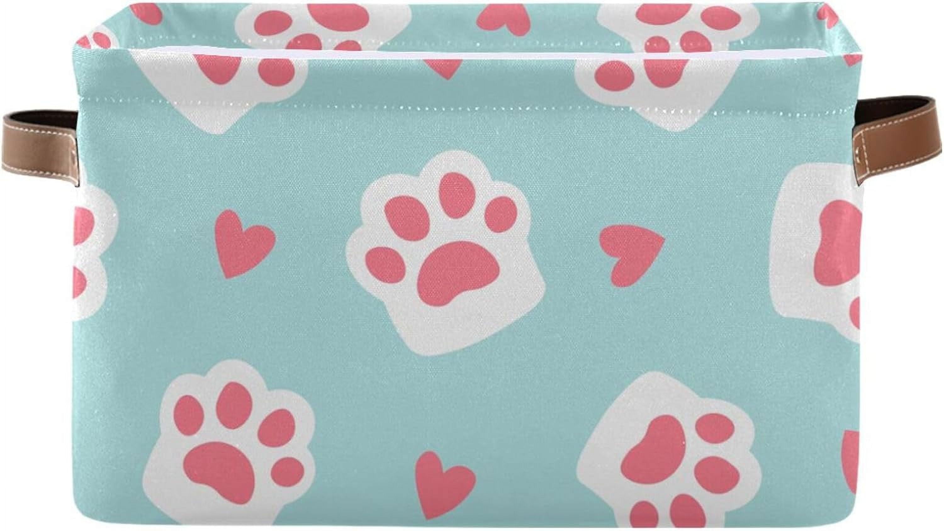 2 Pack Fabric Storage Basket Animal Cat Paws Closet Storage Bins with ...