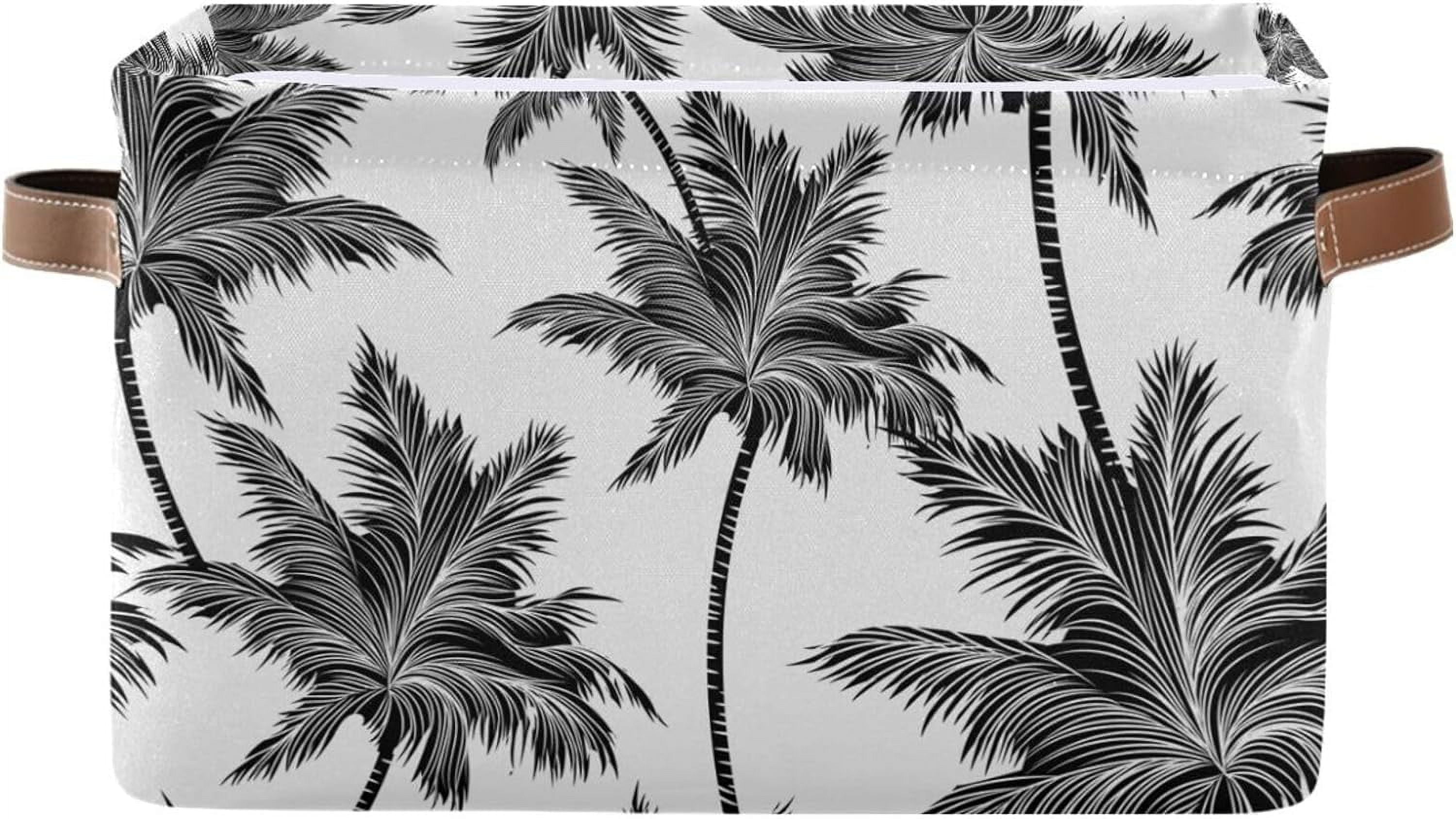2 Pack Fabric Storage Basket Black Palm Tree Closet Storage Bins with ...