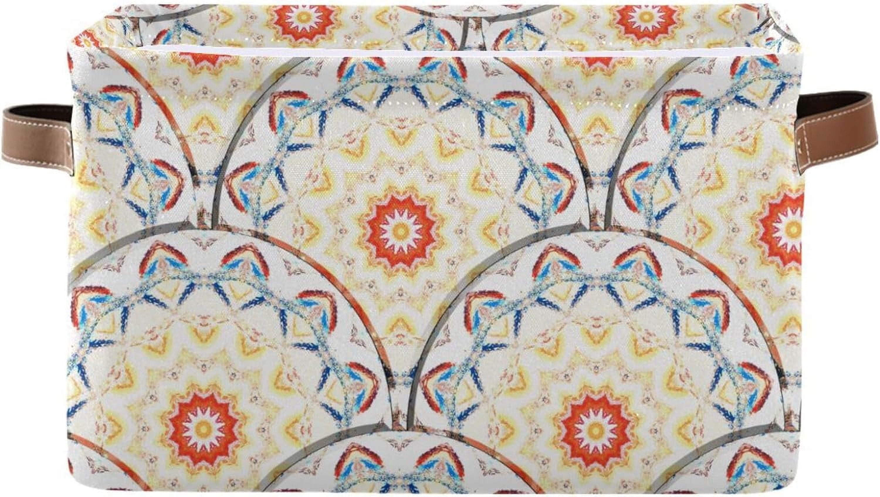 2 Pack Fabric Storage Basket Ceramic Mandala Pattern Closet Storage ...