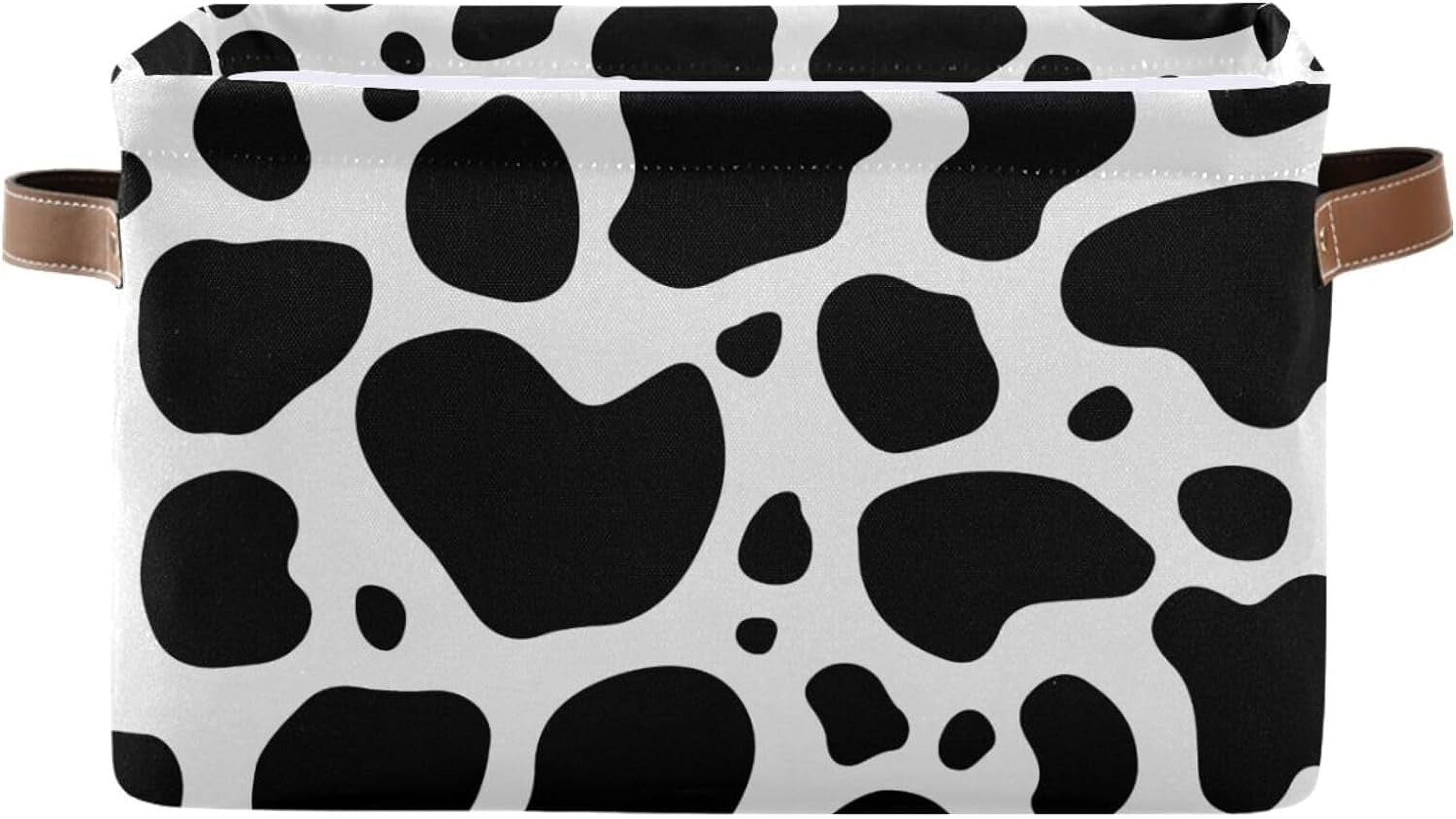 2 Pack Fabric Storage Basket Cute Cow Print Closet Storage Bins with ...