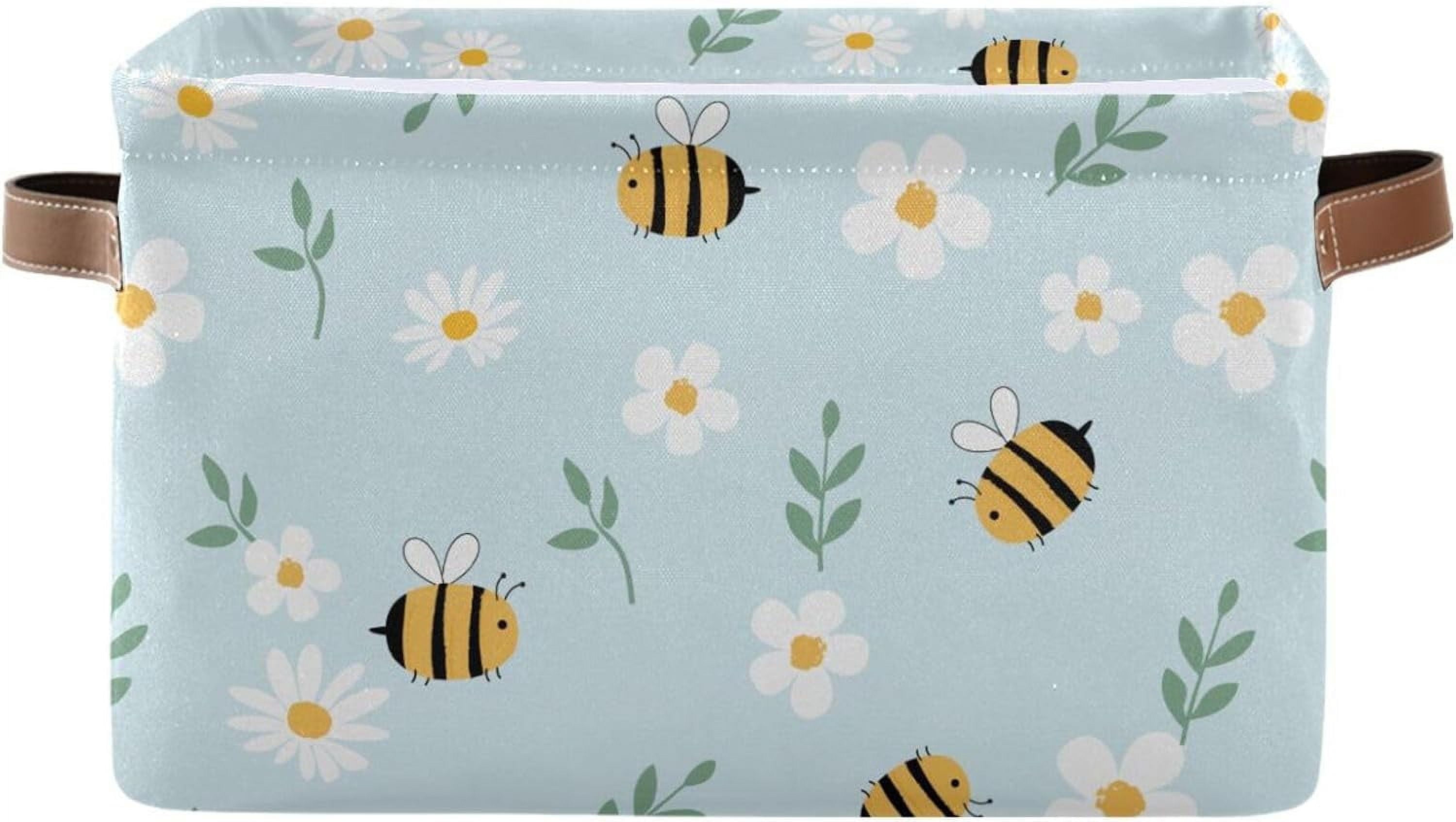 2 Pack Fabric Storage Basket Cute Flowers Closet Storage Bins with ...