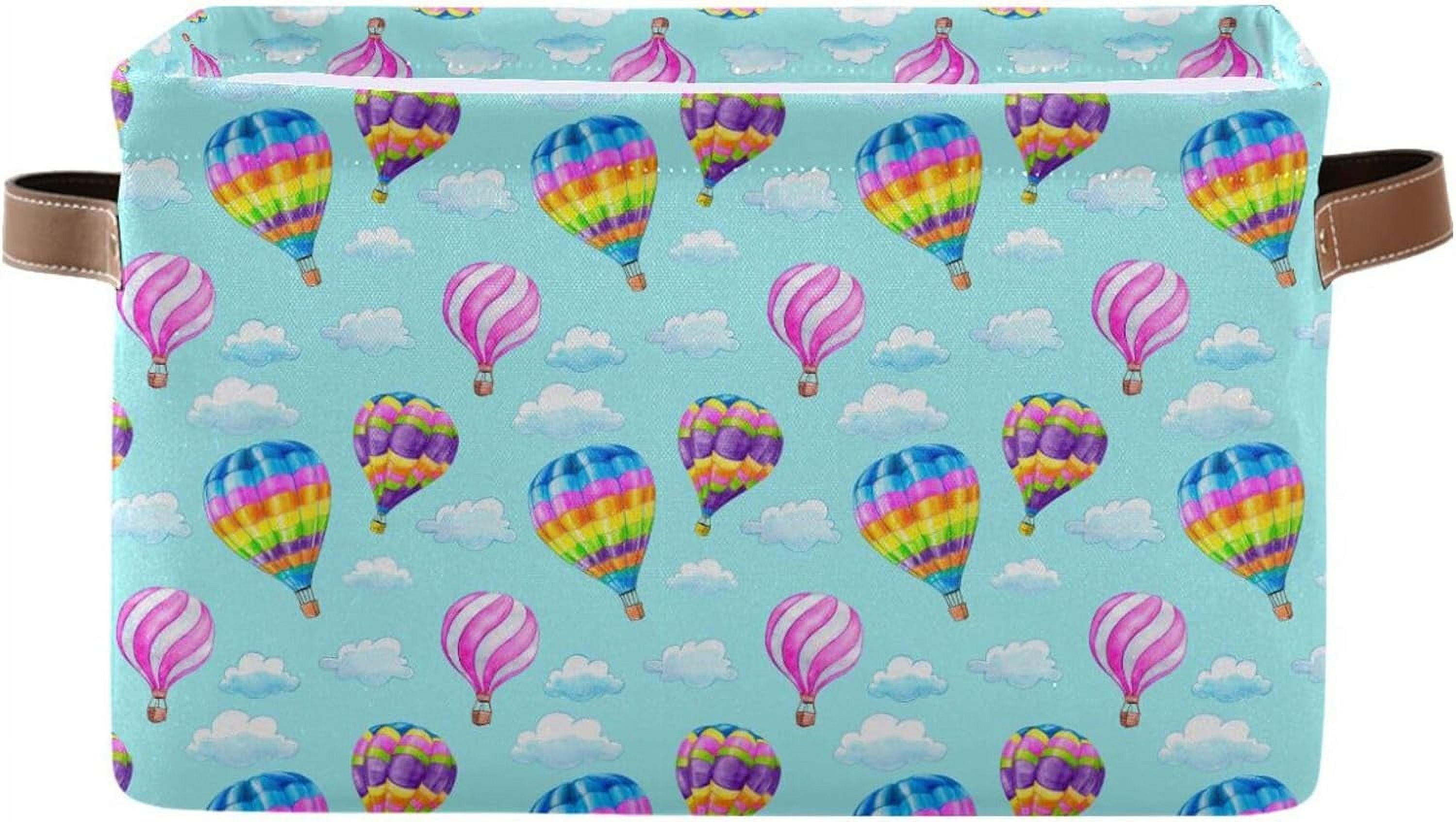 2 Pack Fabric Storage Basket Cute Hot Air Balloons Closet Storage Bins ...