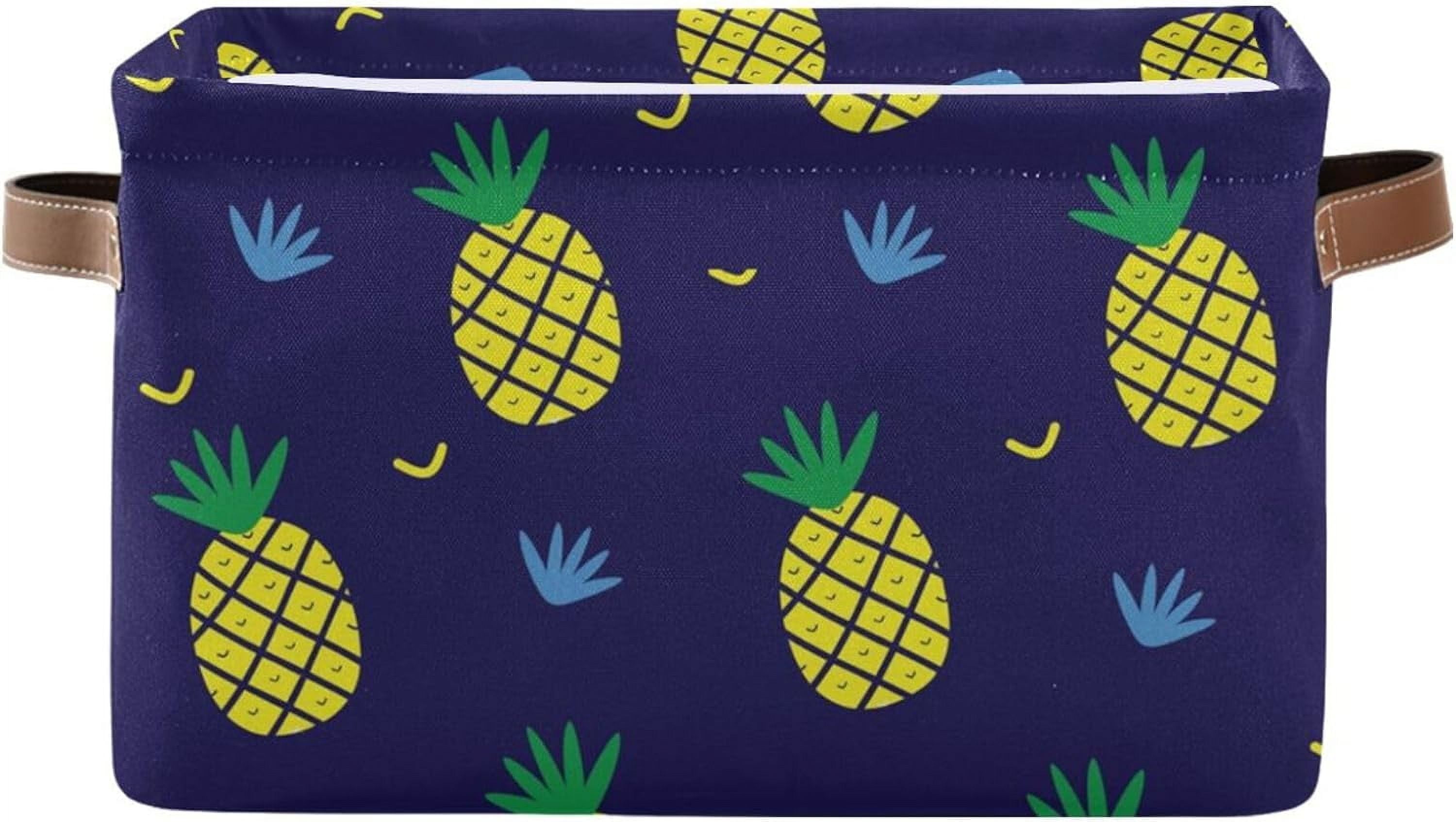2 Pack Fabric Storage Basket Cute Pineapple Closet Storage Bins with ...
