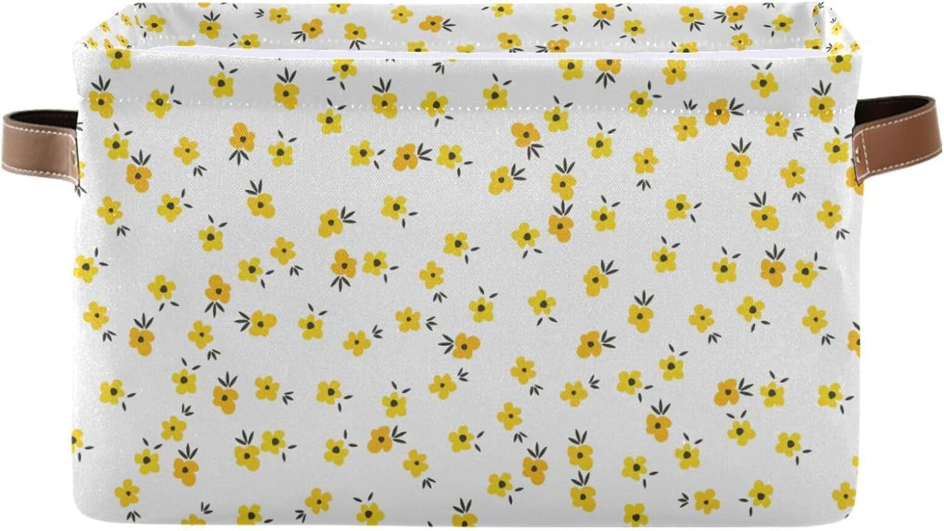 2 Pack Fabric Storage Basket Cute Yellow Flowers Closet Storage Bins ...