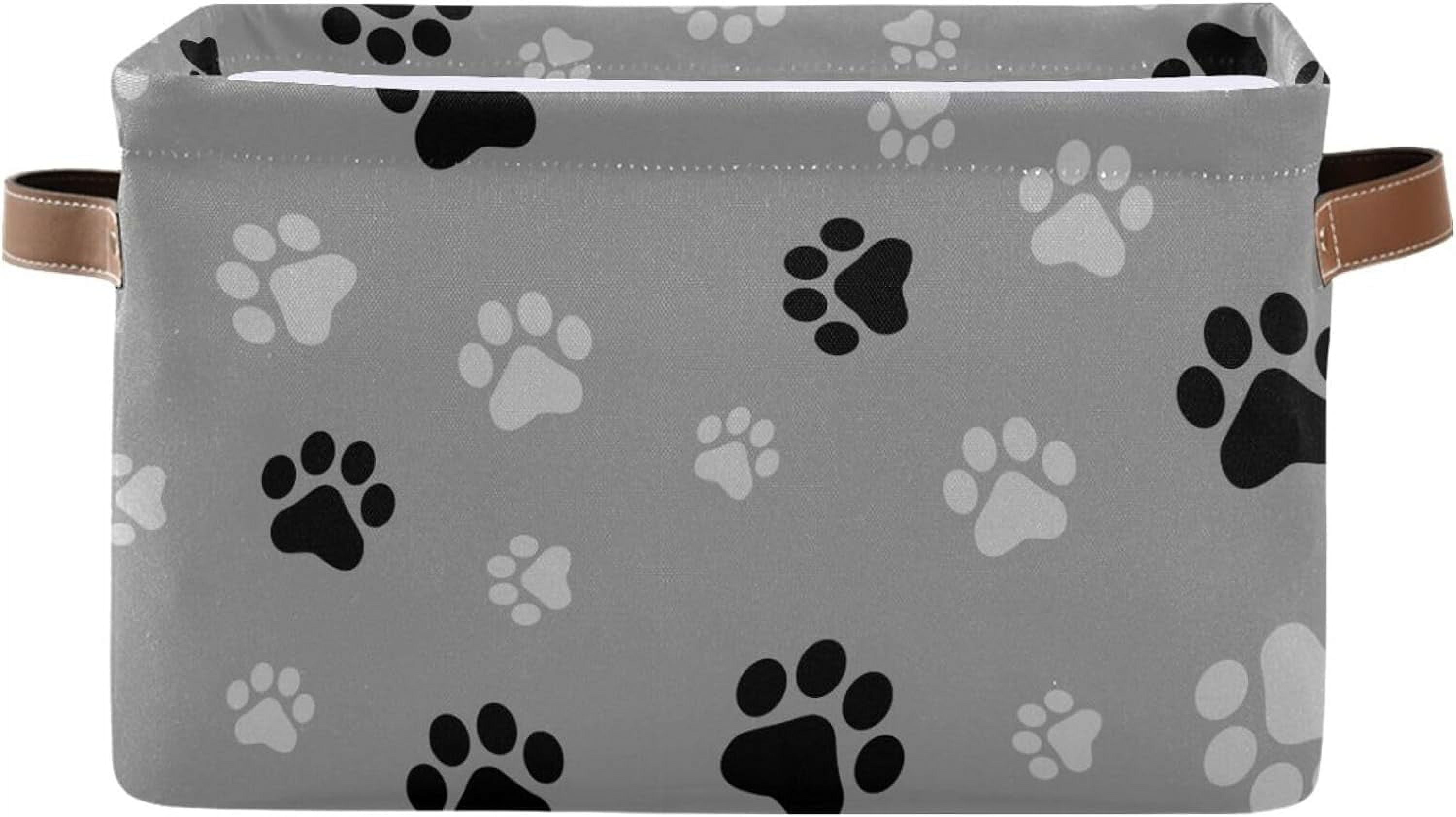2 Pack Fabric Storage Basket Gray Animal Paws Closet Storage Bins with ...