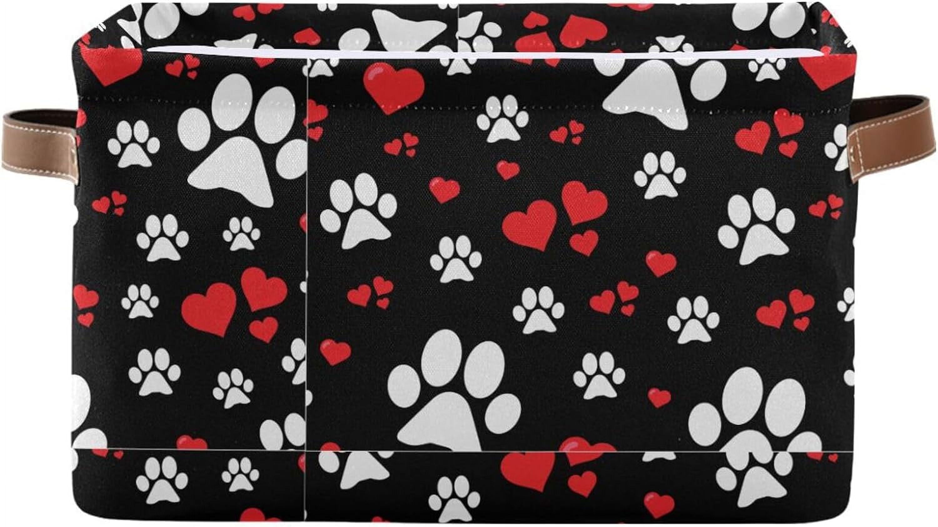 2 Pack Fabric Storage Basket Hearts & Cat Paws Closet Storage Bins with ...