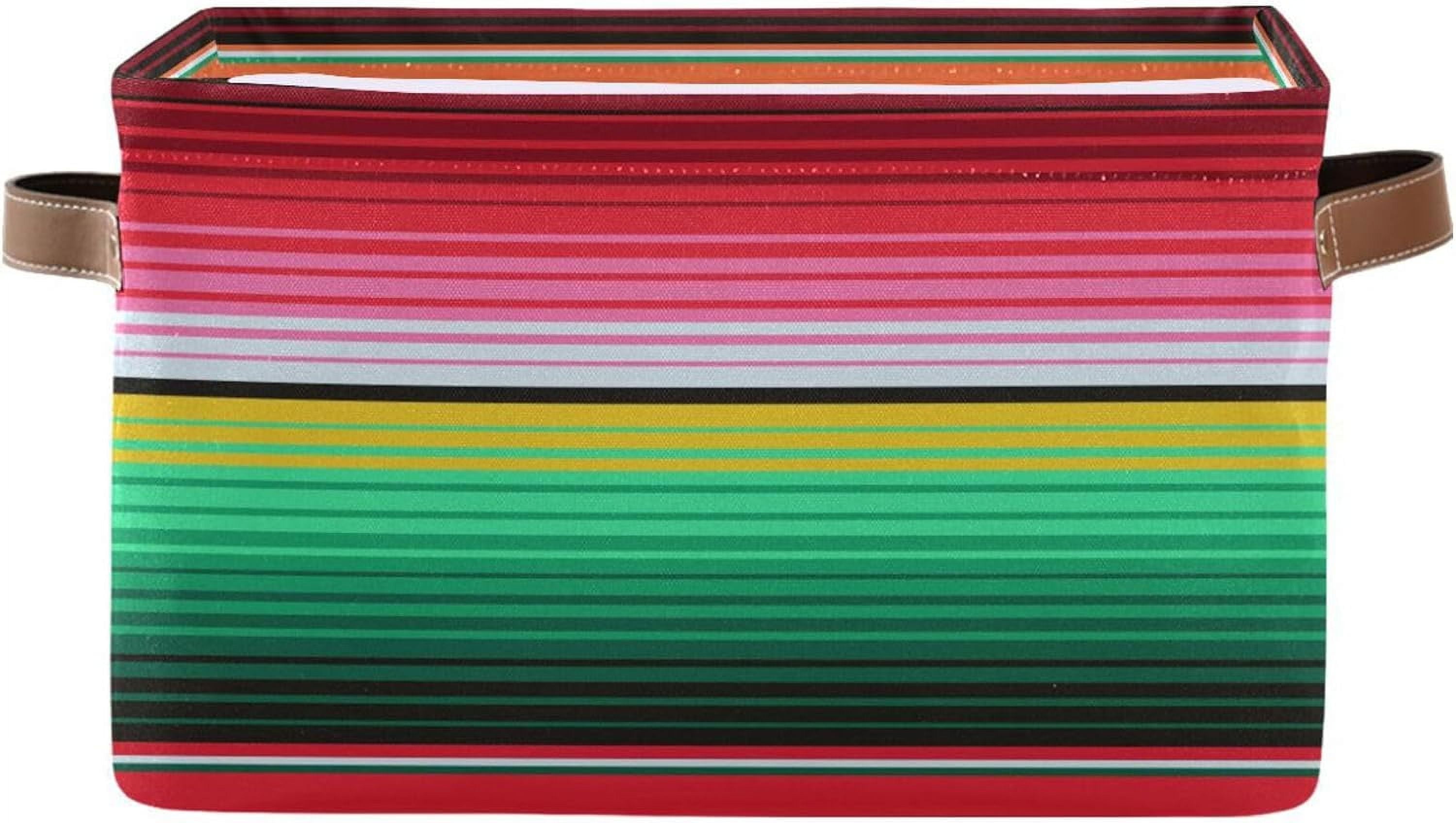 2 Pack Fabric Storage Basket Mexican Serape Blanket Stripes Closet ...