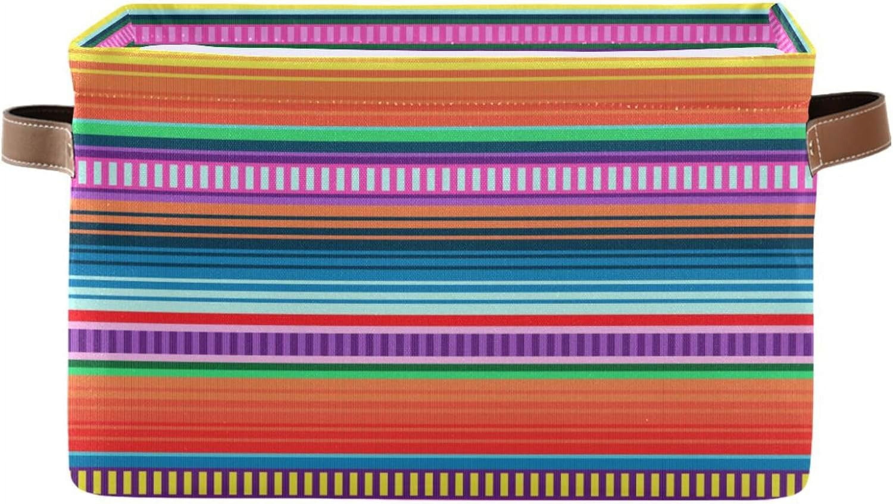 2 Pack Fabric Storage Basket Mexican Serape Blanket Stripes Closet ...