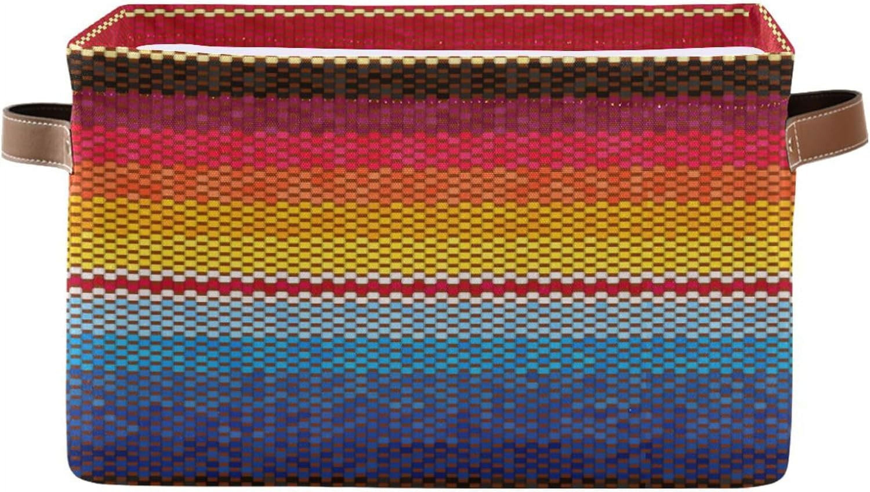 2 Pack Fabric Storage Basket Mexican Serape Blanket Stripes Closet ...