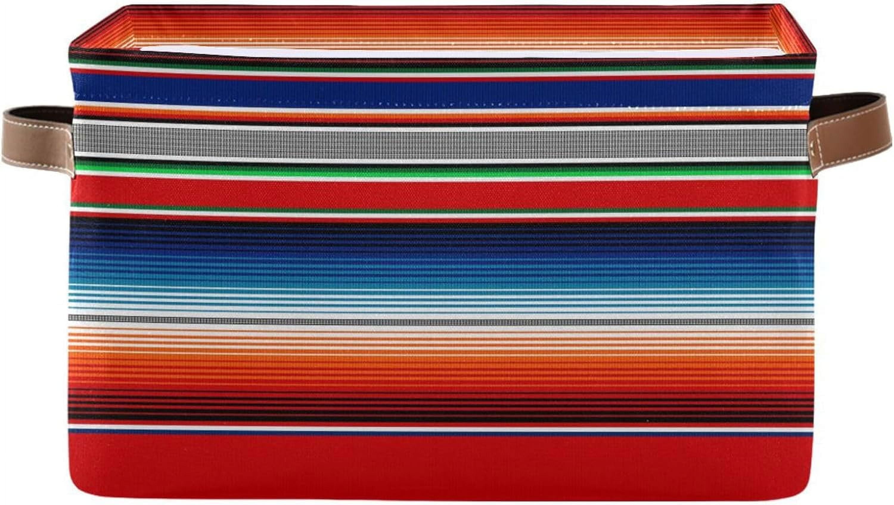 2 Pack Fabric Storage Basket Mexican Serape Blanket Stripes Closet ...