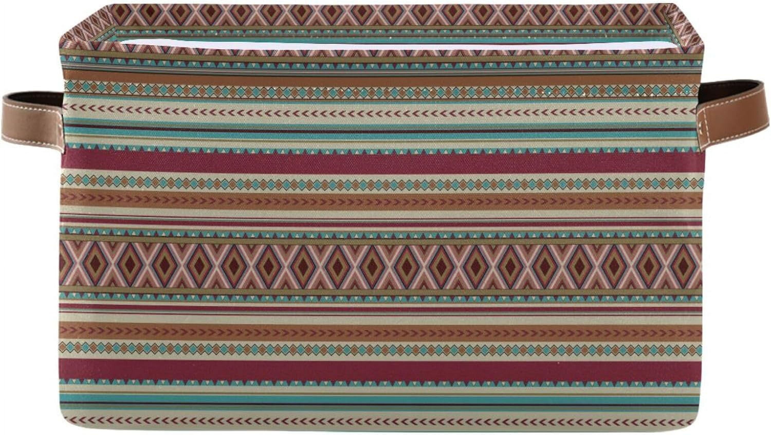 2 Pack Fabric Storage Basket Mexican Serape Blanket Stripes Colorful ...