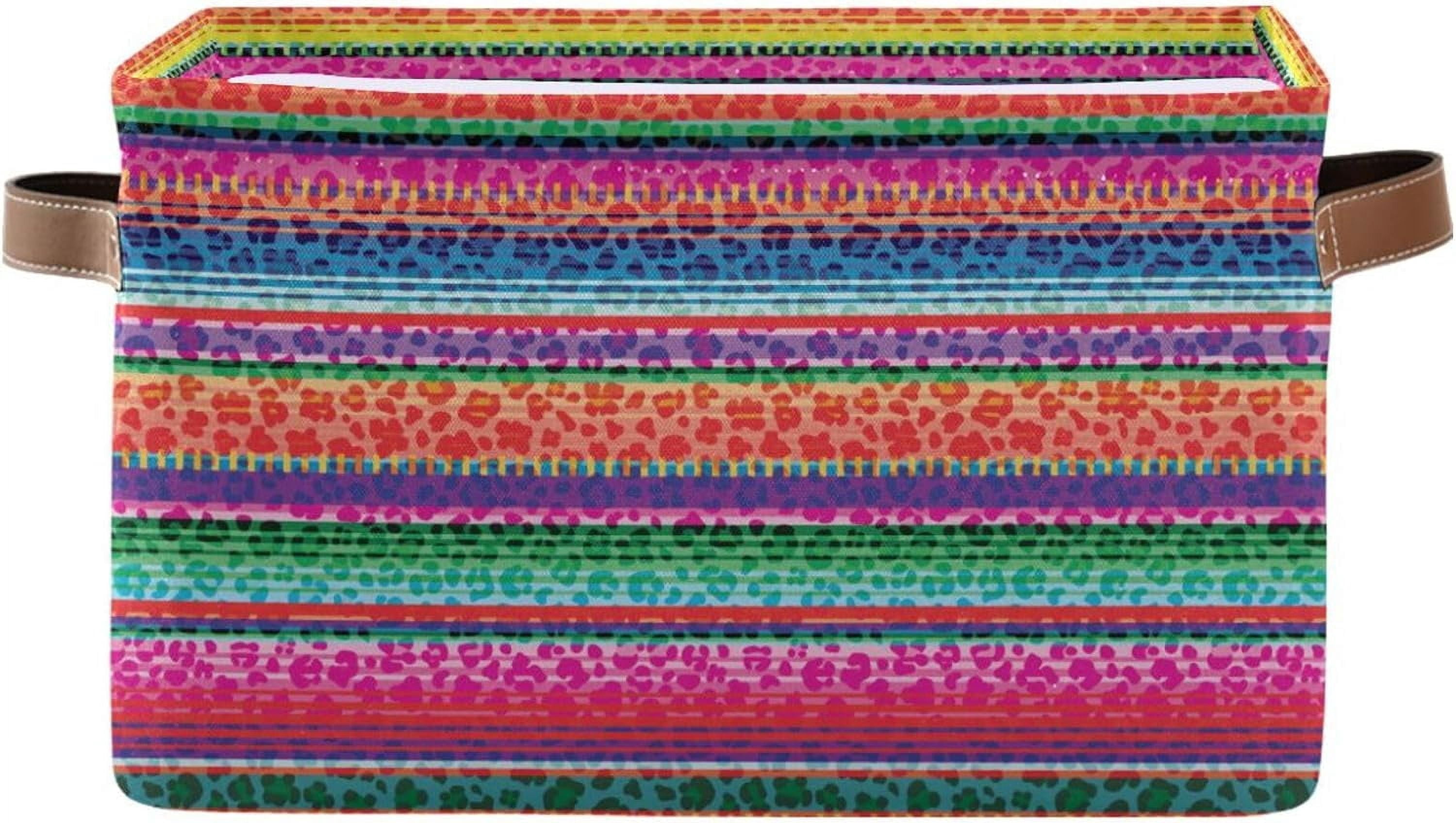 2 Pack Fabric Storage Basket Mexican Serape Leopard Stripes Closet ...