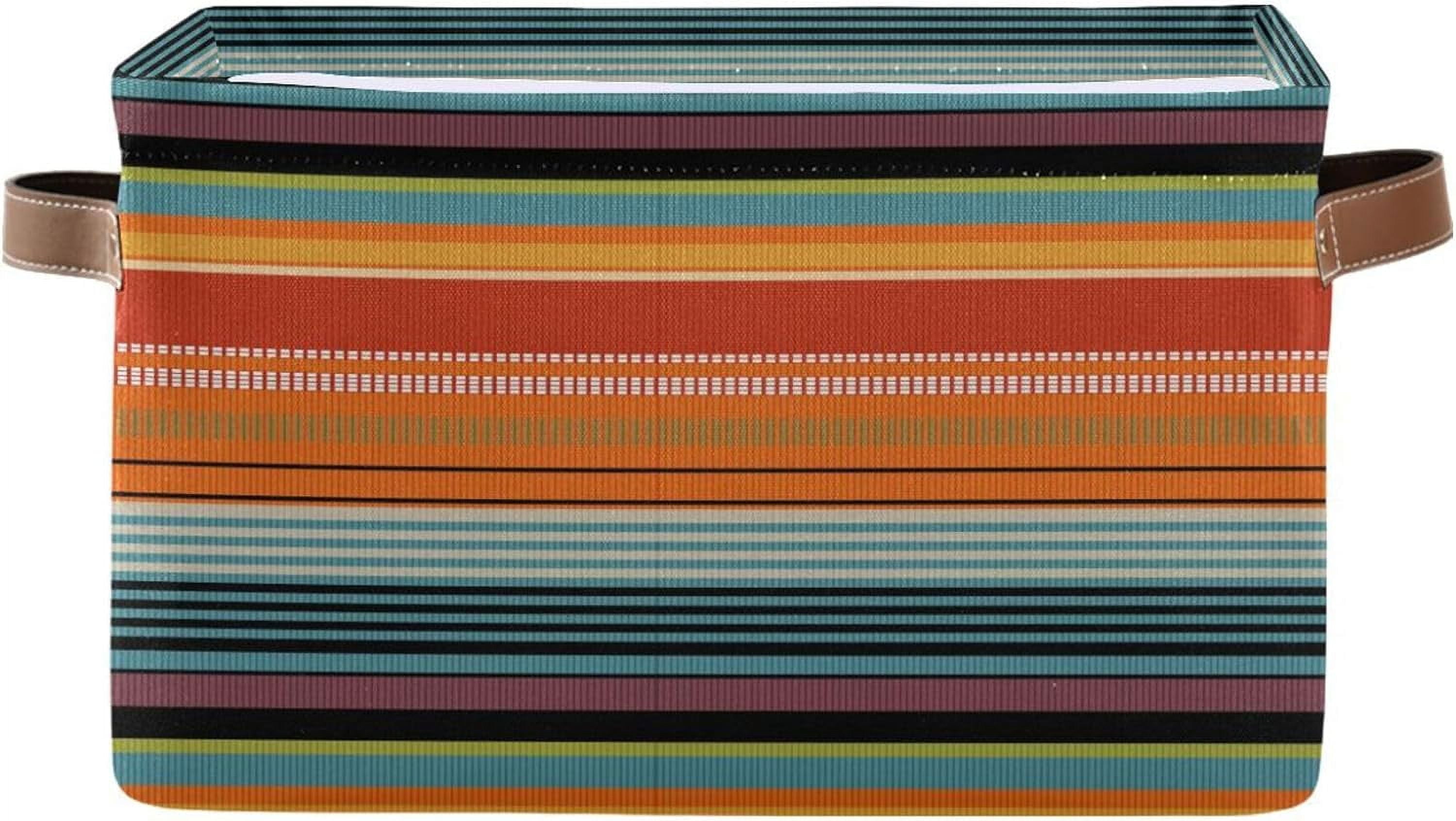 2 Pack Fabric Storage Basket Mexican Serape Stripes Closet Storage Bins ...