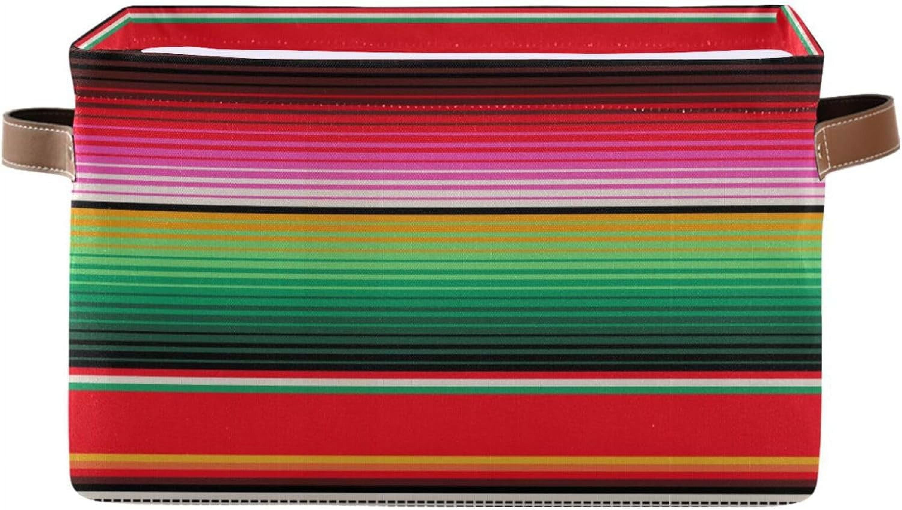2 Pack Fabric Storage Basket Mexican Serape Stripes Closet Storage Bins ...