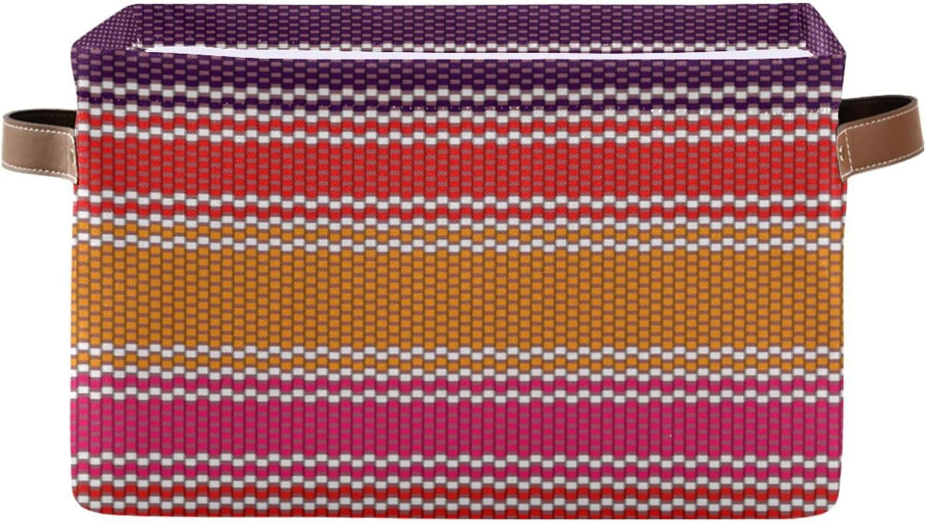 2 Pack Fabric Storage Basket Mexican Serape Stripes Closet Storage Bins ...