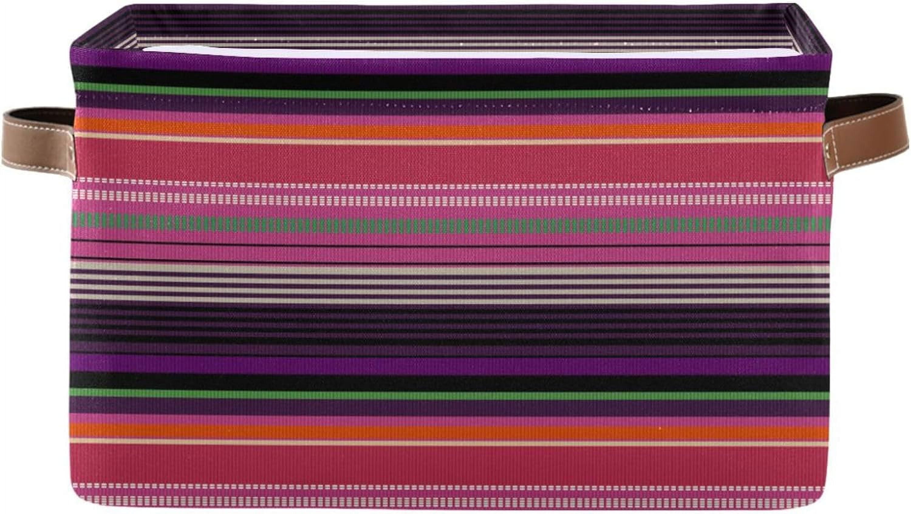 2 Pack Fabric Storage Basket Mexican Serape Stripes Closet Storage Bins ...