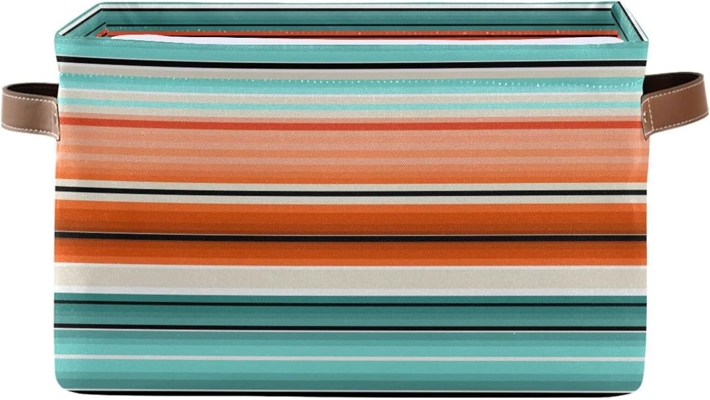 2 Pack Fabric Storage Basket Mexican Serape Stripes Closet Storage Bins ...