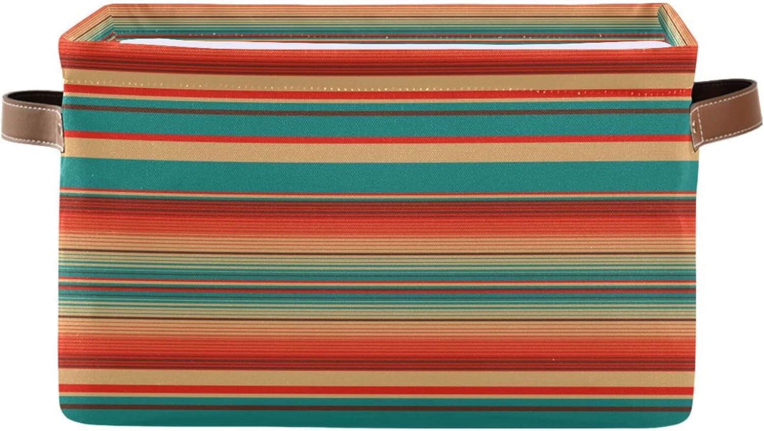 2 Pack Fabric Storage Basket Mexican Serape Stripes Colorful Closet ...