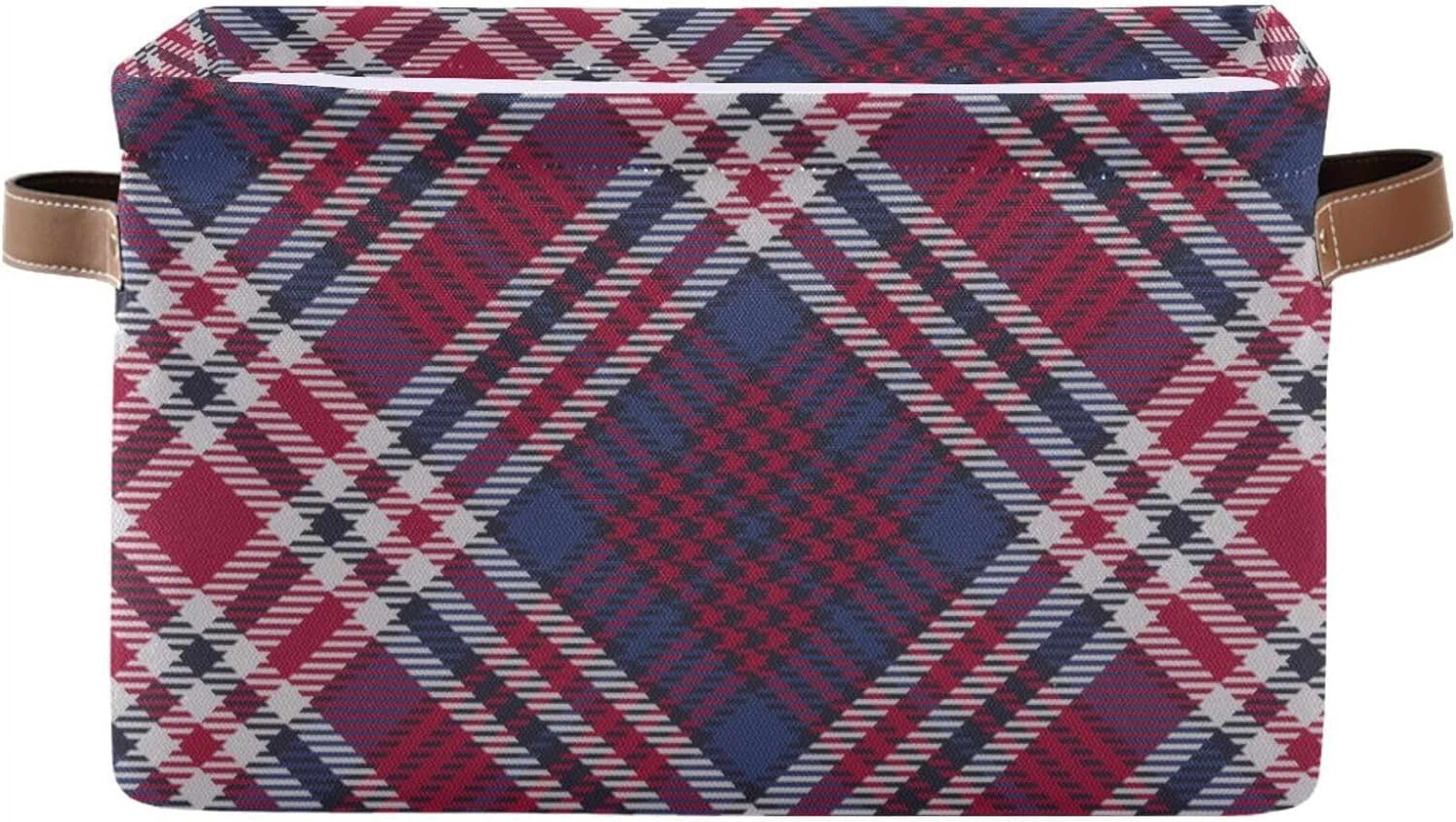 2 Pack Fabric Storage Basket National Tartan Pink Red Closet Storage ...