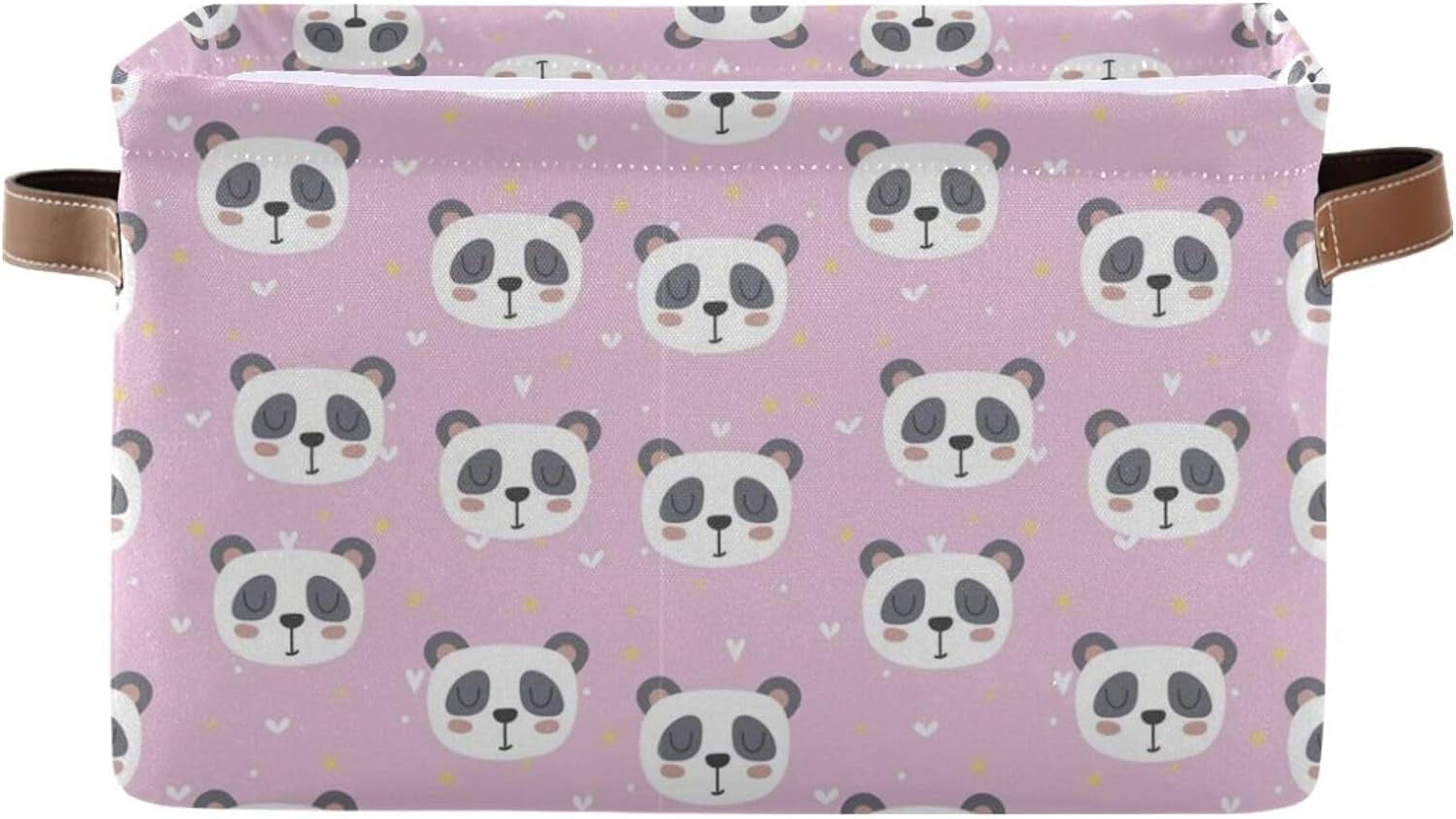 2 Pack Fabric Storage Basket Panda Print Pink Closet Storage Bins with ...