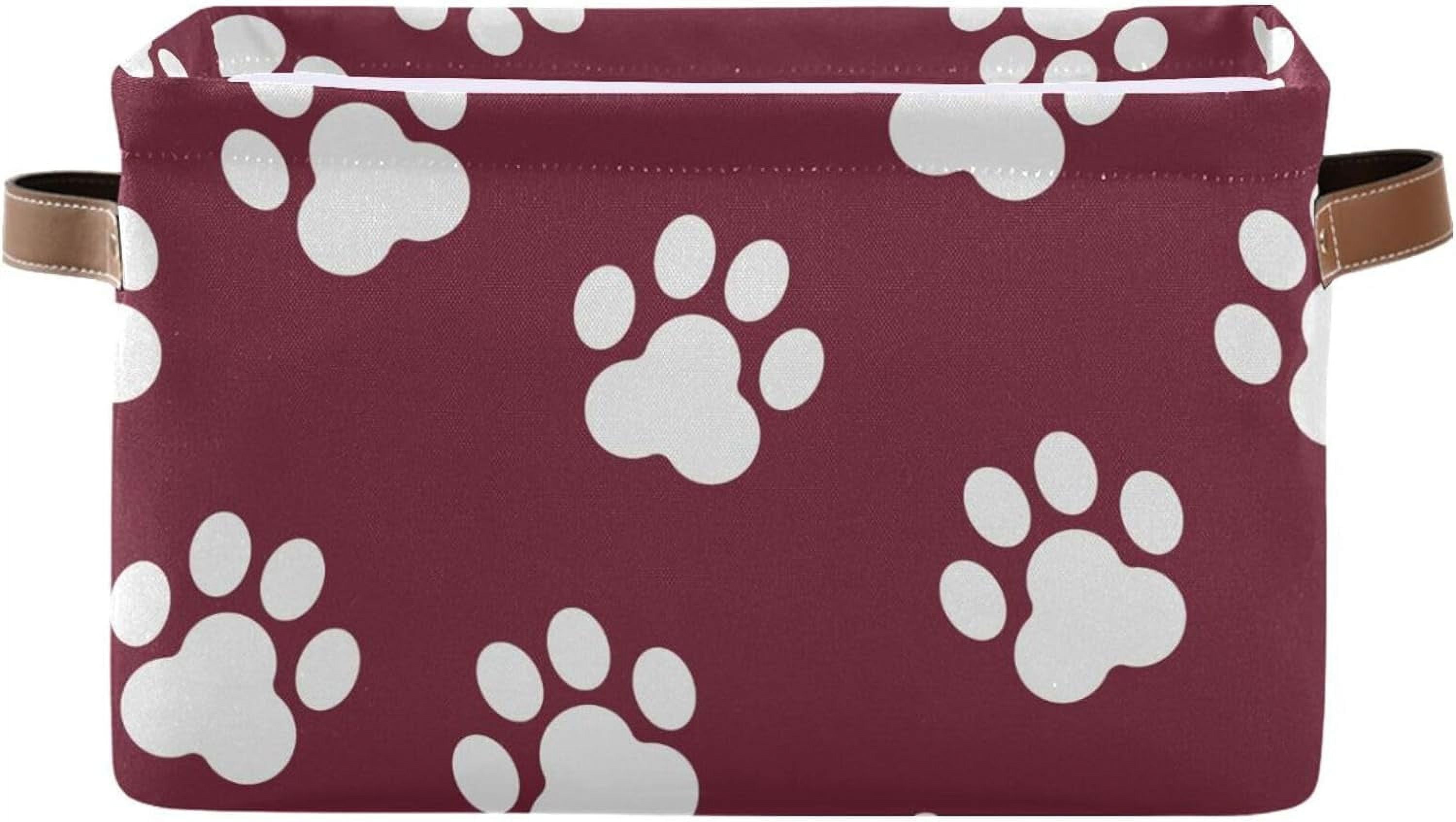 2 Pack Fabric Storage Basket Red Animal Paws Closet Storage Bins with ...