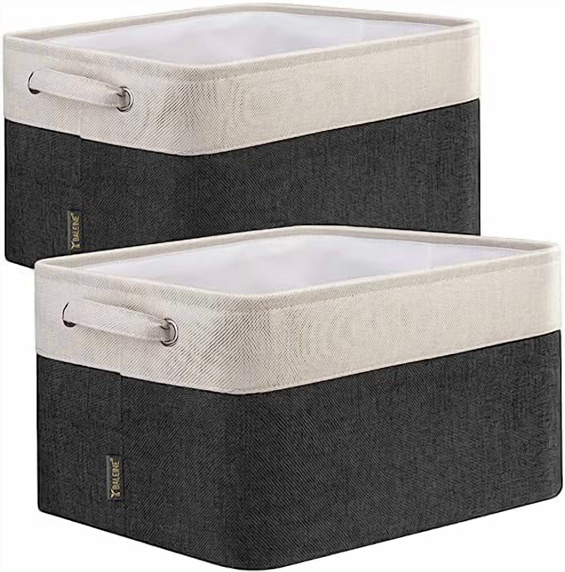 2 Pack Fabric Storage Bins for Shelves, Linen Storage Baskets for ...