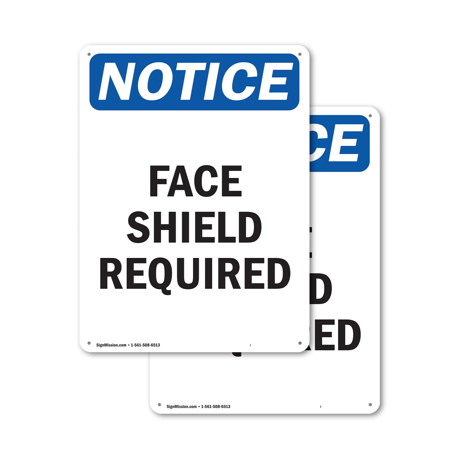 (2 Pack) Face Shield Required OSHA Notice Sign 10 Inch X 14 Inch Indoor ...