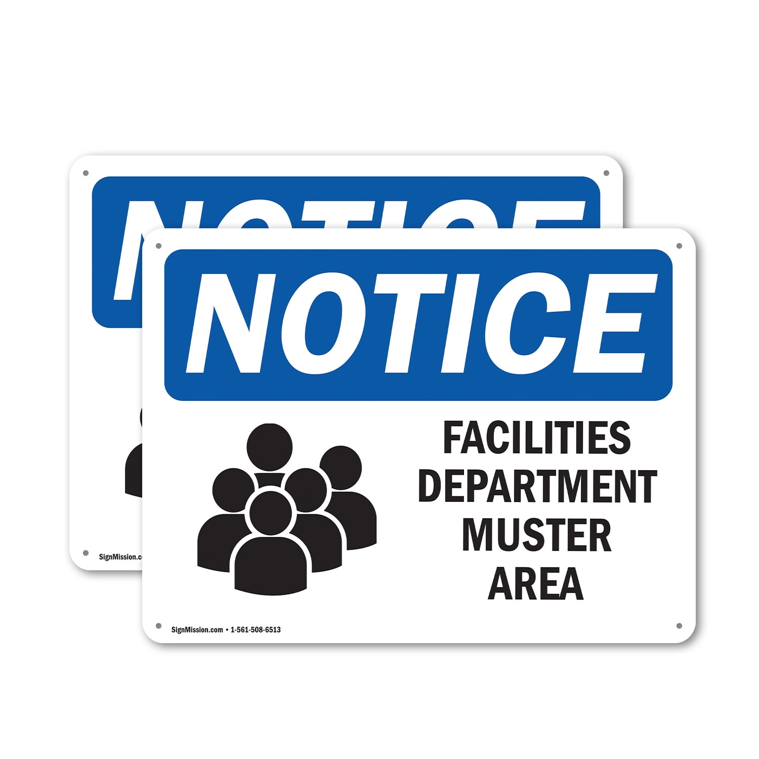 (2 Pack) Facilities Department Muster Area OSHA Notice Sign 14 Inch X ...
