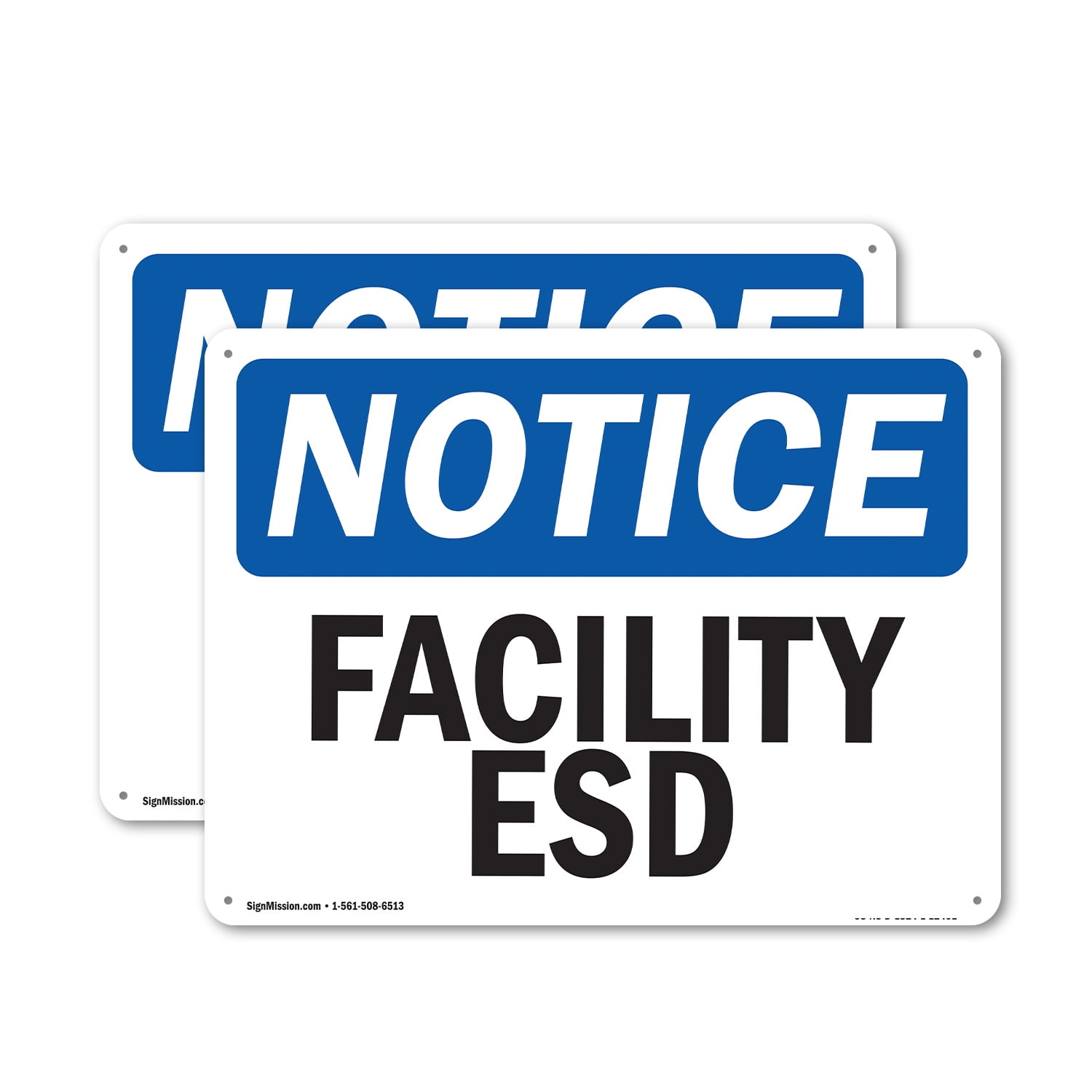 (2 Pack) Facility ESD OSHA Notice Sign 24 Inch X 18 Inch Plastic Sign ...