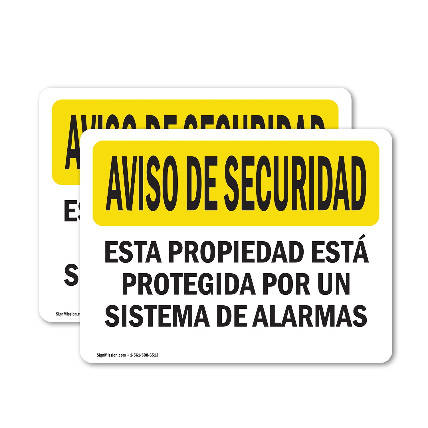(2 Pack) Facility Protected By Alarm Spanish OSHA Security Notice Sign ...