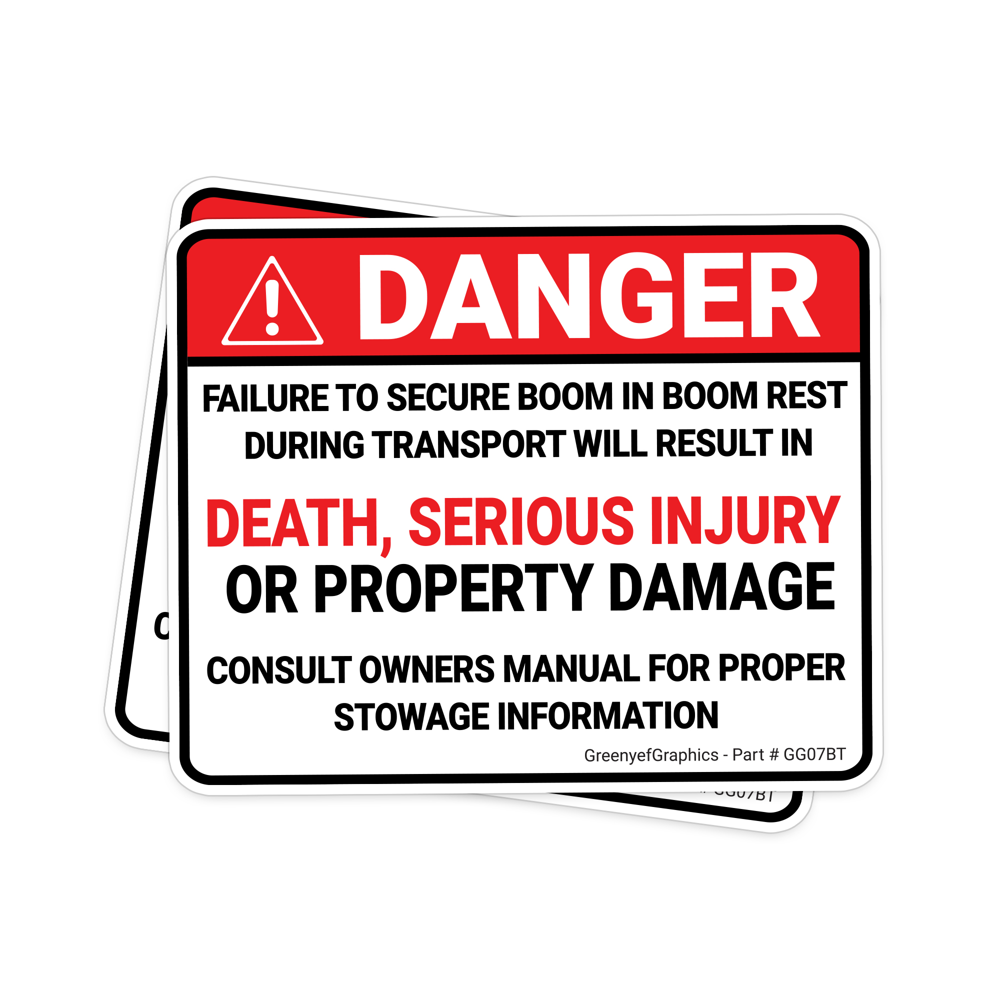 (2 Pack) Failure to Secure Boom Sticker (Size: 5" x 4") | Warning Decal ...