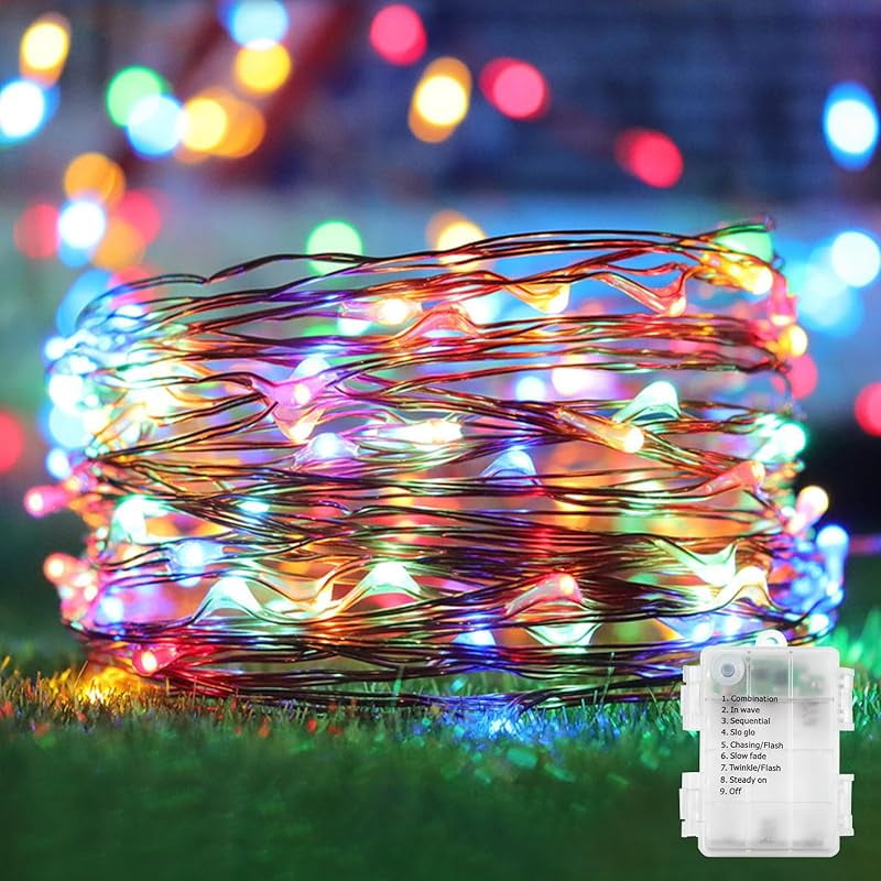 2 Pack Fairy Lights Battery Operated, 200 LED 66Ft Silver Wire Twinkle ...