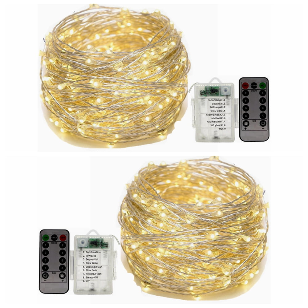 2 Pack Fairy Lights With Remote Control Battery Operated LED String ...