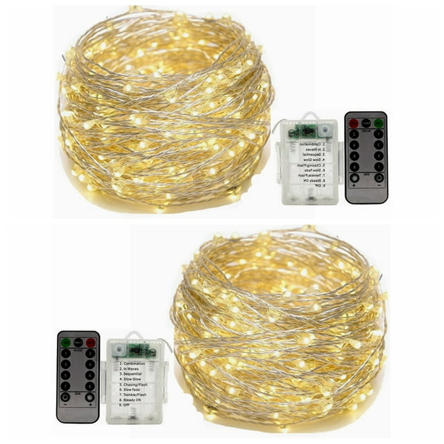2 Pack Fairy Lights With Remote Control Battery Operated LED String ...