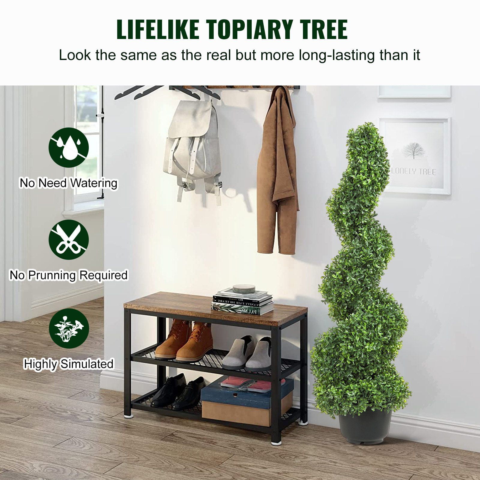 2 Pack Fake Boxwood Topiary Spiral Tree 91cm, Plastic Decorative Plants ...