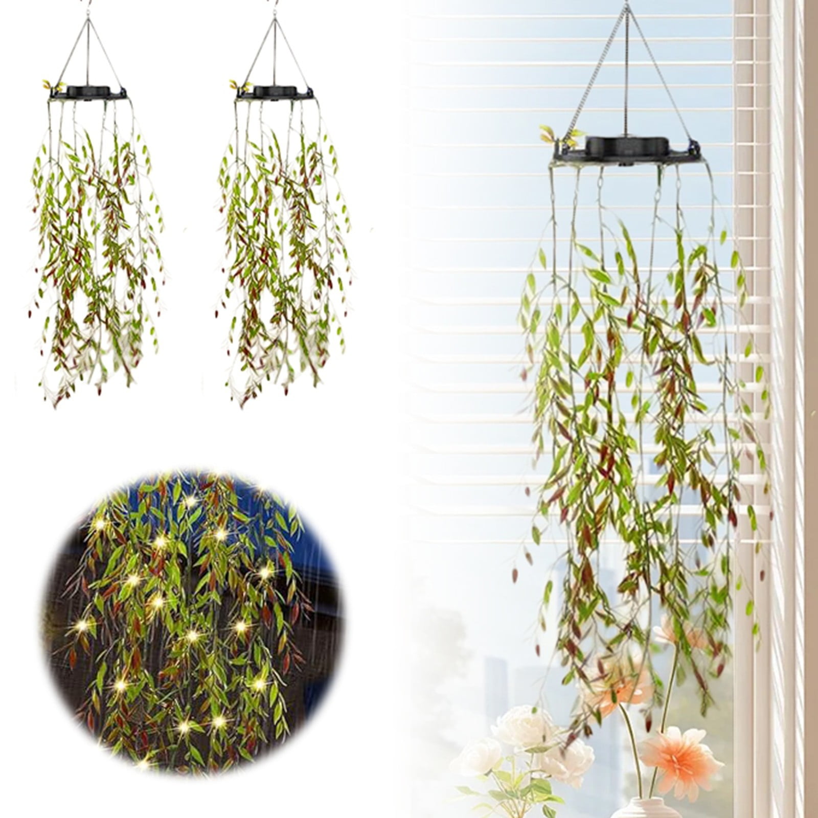 2 Pack Fake Hanging Plants with Lights, Artificial Hanging Plant with ...