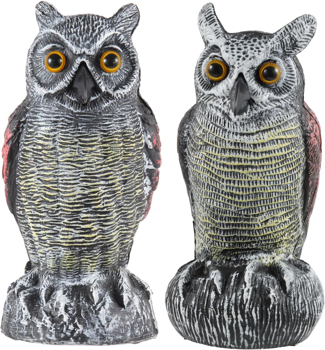 2 Pack Fake Owl Decoys to Scare Birds Away from Gardens and Rooftops ...