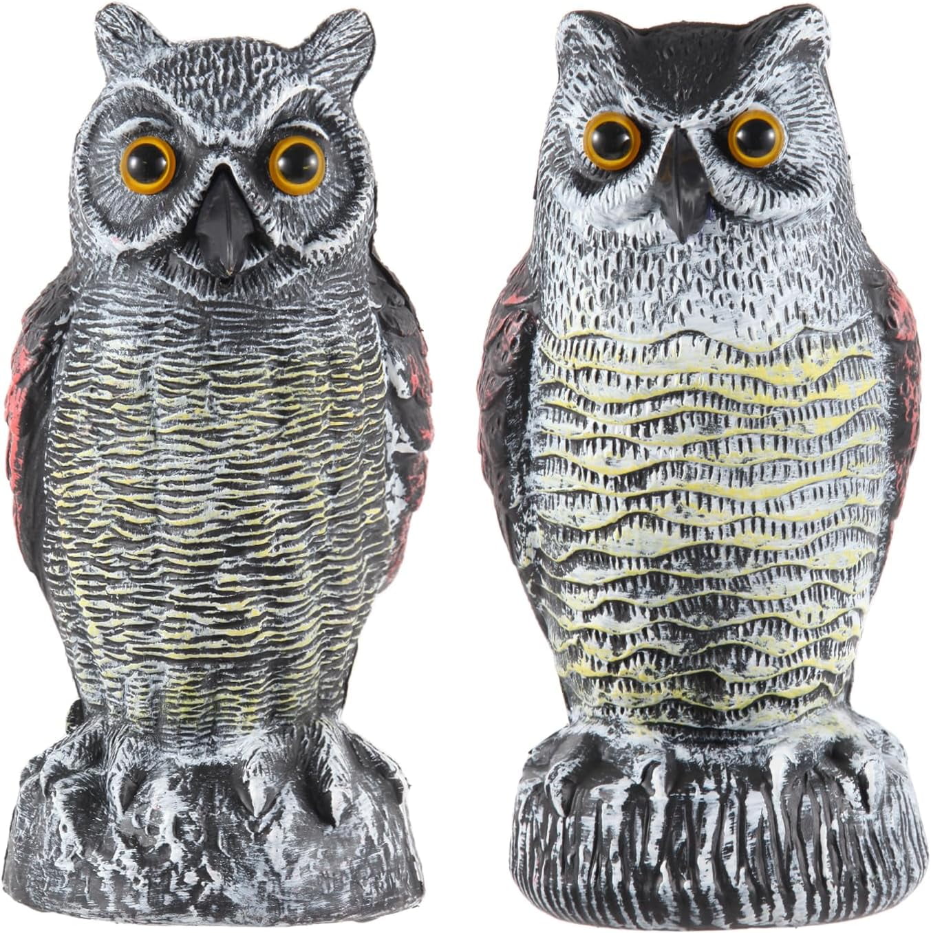 2 Pack Fake Owl Decoys to Scare Birds Away from Gardens and Rooftops ...